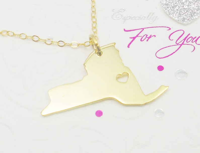 Gold New York State Necklaceny State Charm Necklace With A - Etsy Hong Kong