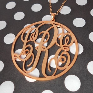 Circle Monogram Charm,3 Initial Monogram Necklace Rose Gold,three ...