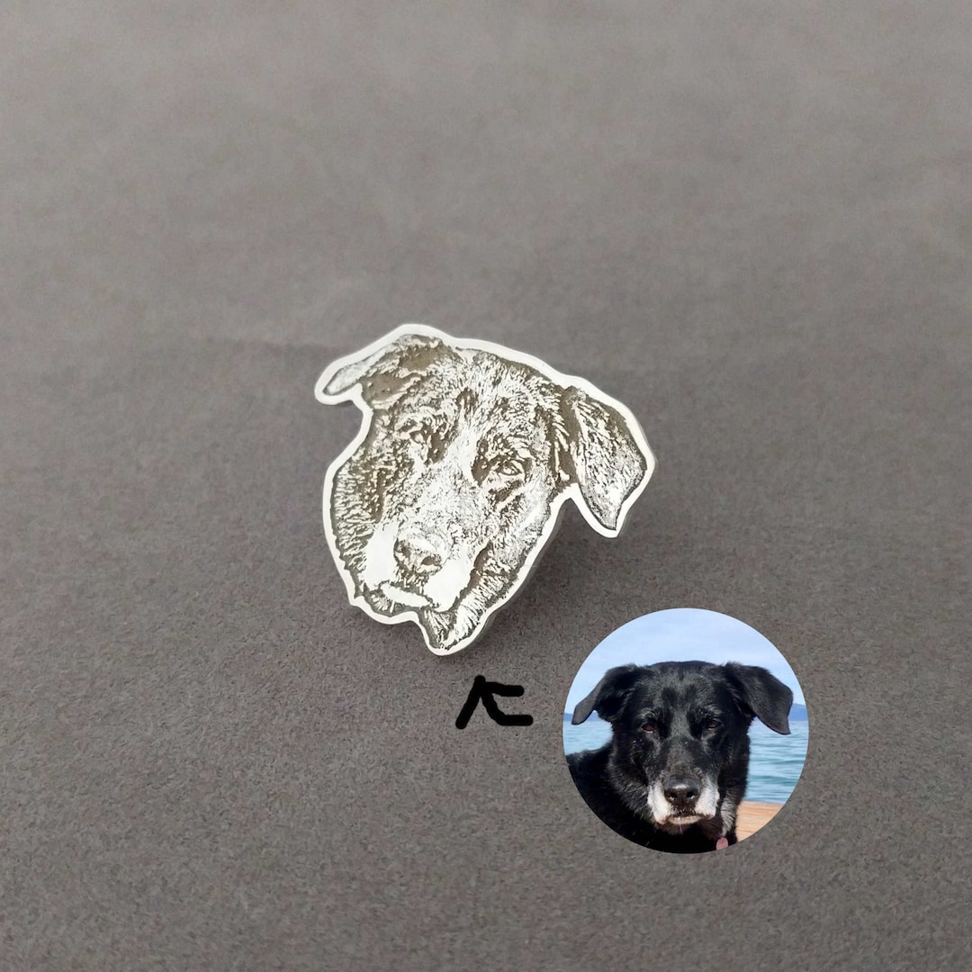 Silver Portrait Lapel Pin, Custom Pet Portrait Lapel Pin, Personalized ...