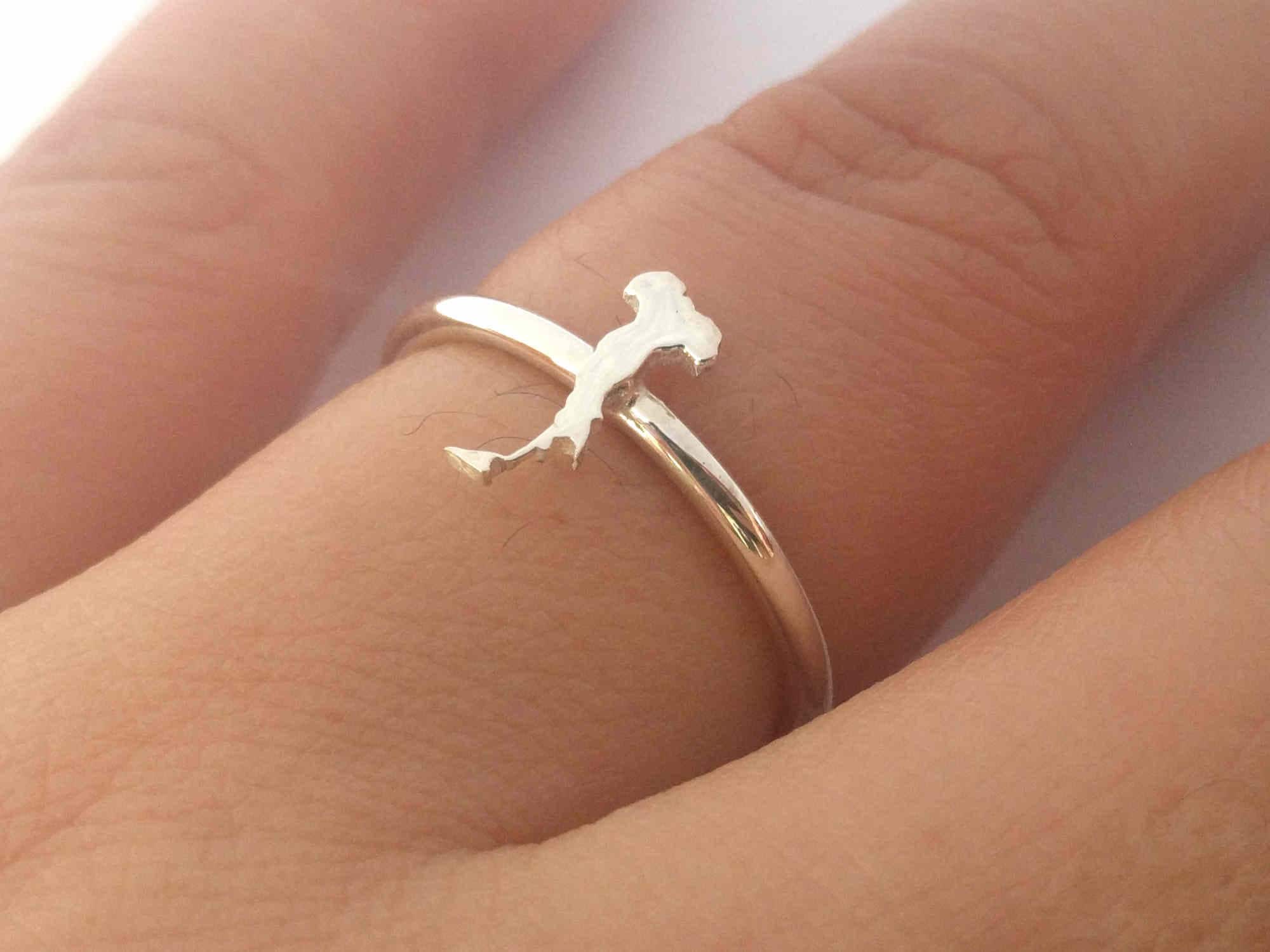 Silver Italy Ring Personalized Any State Ring Silver Country - Etsy