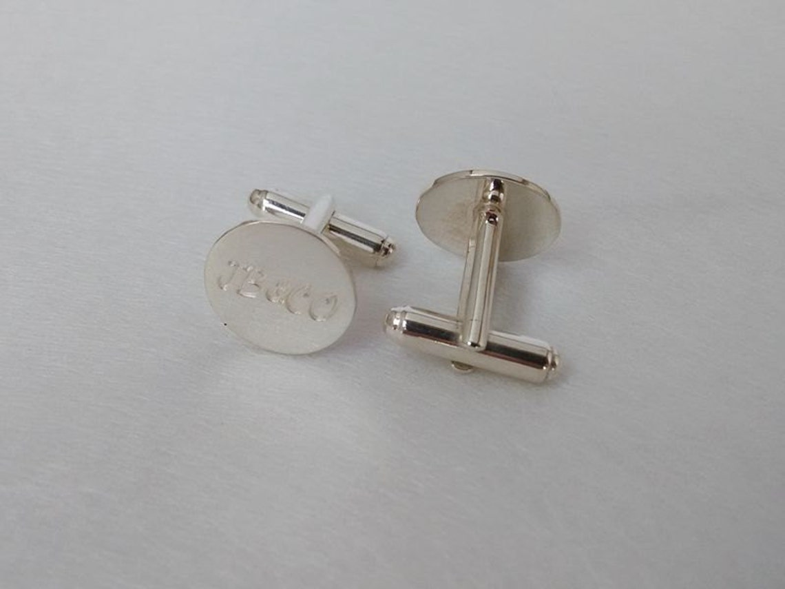 Silver Engraved Cufflinks,wedding Cufflinks for Groom,silver Intials ...