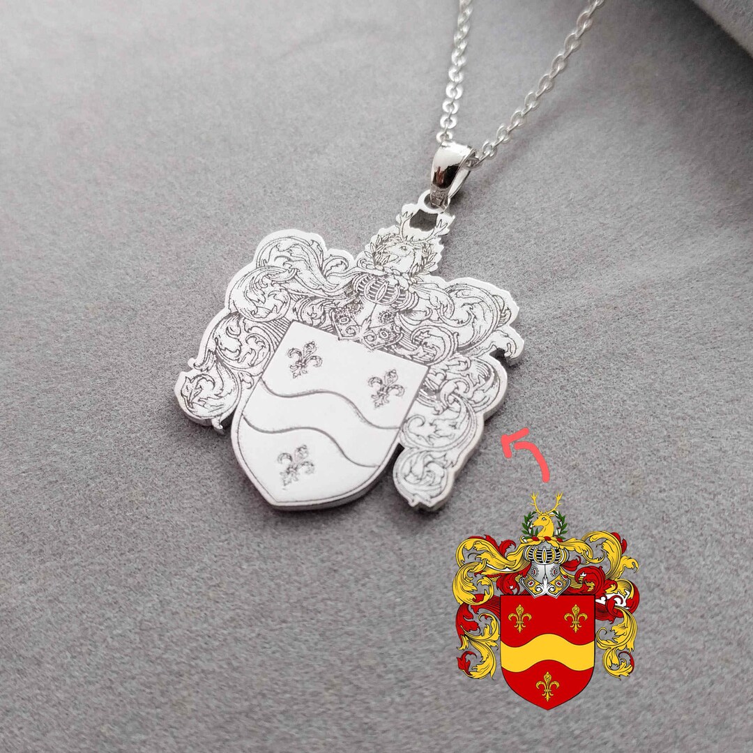 Custom Coat of Arms Necklace, Family Crest Necklace, Family Crest ...