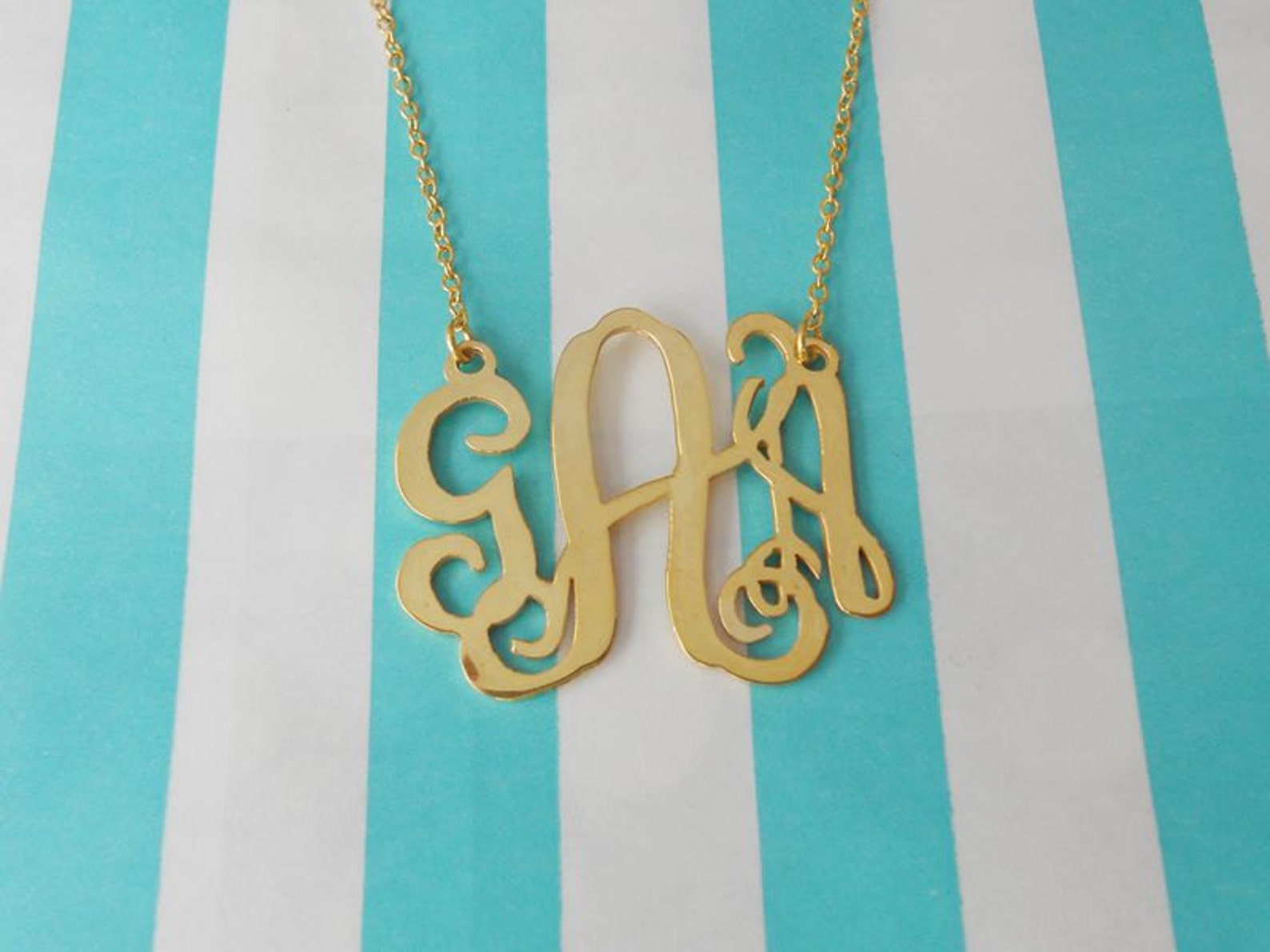 Personalized 1.5 inch Monogram NecklaceGold Monogram | Etsy