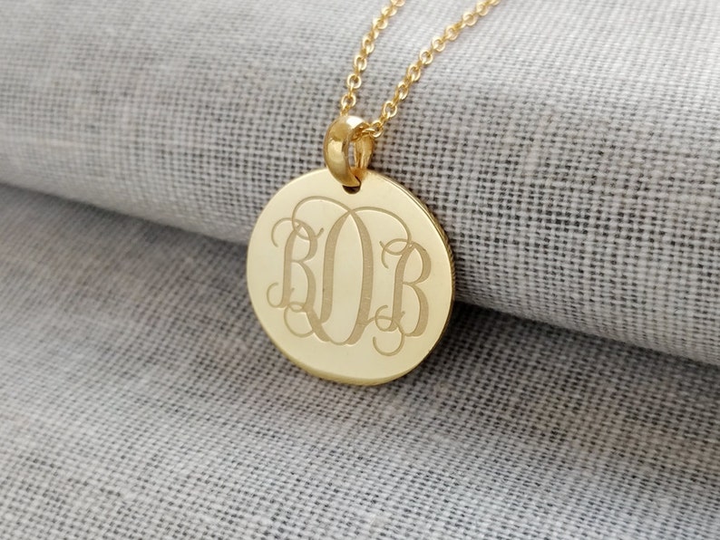 Personalized Disc Necklacerose Gold Monogram Initial Disc | Etsy