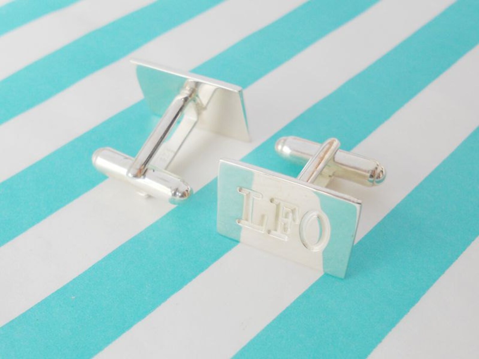 Personalized Initials Rectangle Cufflinks,silver Rectangle Cufflinks ...