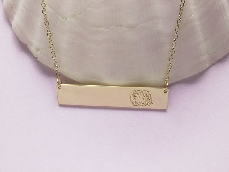 Initial Monogram Bar Necklace Rose Goldmonogram Bar | Etsy