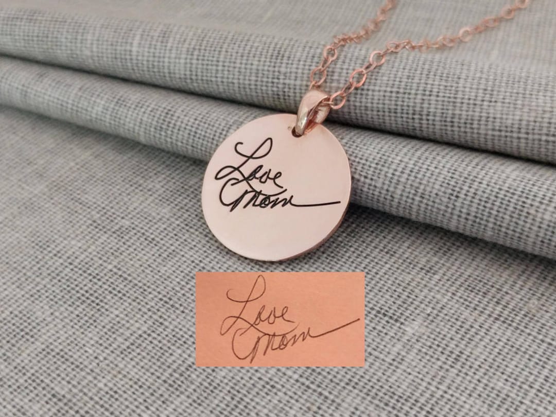 Custom Handwriting Necklace,personalized Signature Necklace,rose Gold ...