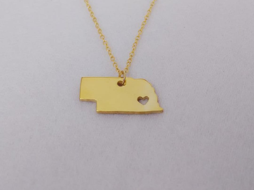 State of Nebraska Necklace Gold Plate,ne State Shaped Necklace With A ...