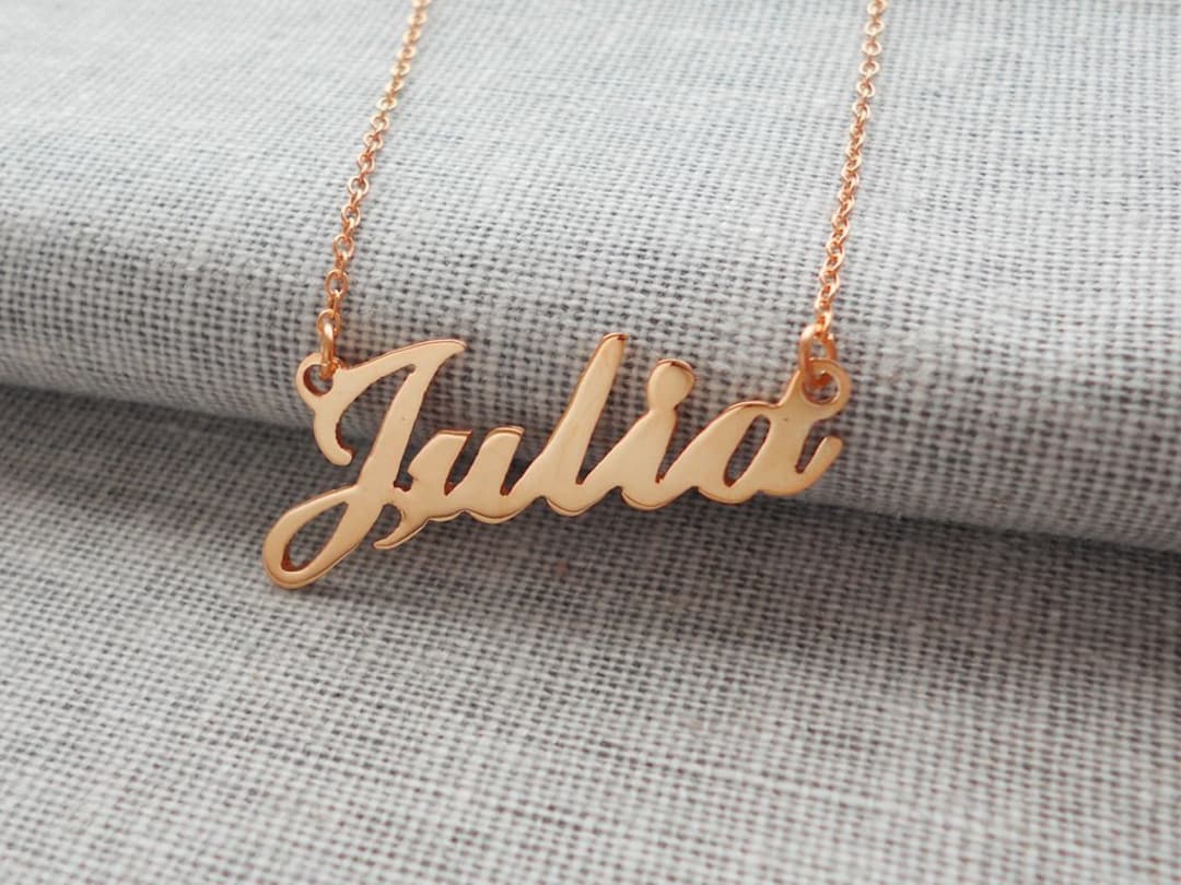 JULIA Style Rose Gold Name Necklaces, Sterling Silver Nameplate Chains ...