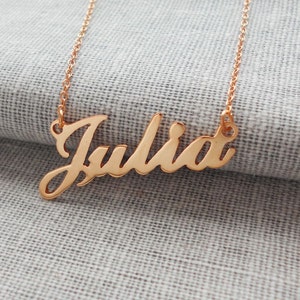 JULIA Style Rose Gold Name Necklaces, Sterling Silver Nameplate Chains ...