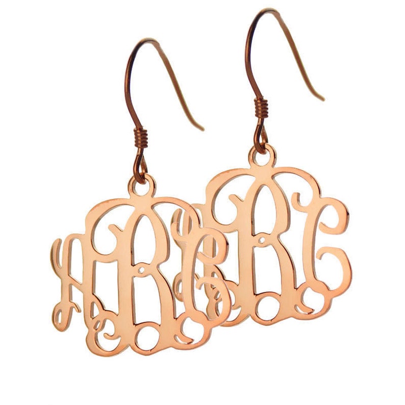 Gold Tiny Monogram Drop Earrings Personalized Sterling Silver | Etsy