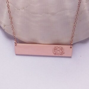 Initial Monogram Bar Necklace Rose Gold,monogram Bar Charm,wording Bar ...