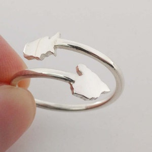 Silver Any States Ring,personalized Two States Ring,silver Country ...