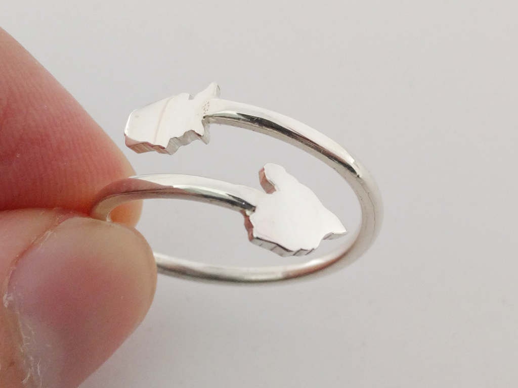 Silver Any States Ring,personalized Two States Ring,silver Country ...