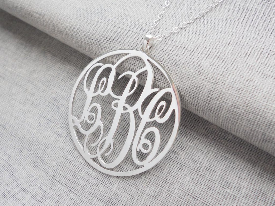 Circle Monogram Necklace, Silver 3 Initial Monogram Necklace,custom ...