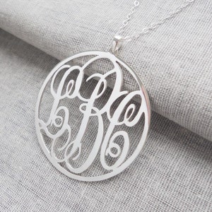 Circle Monogram Necklace, Silver 3 Initial Monogram Necklace,custom ...