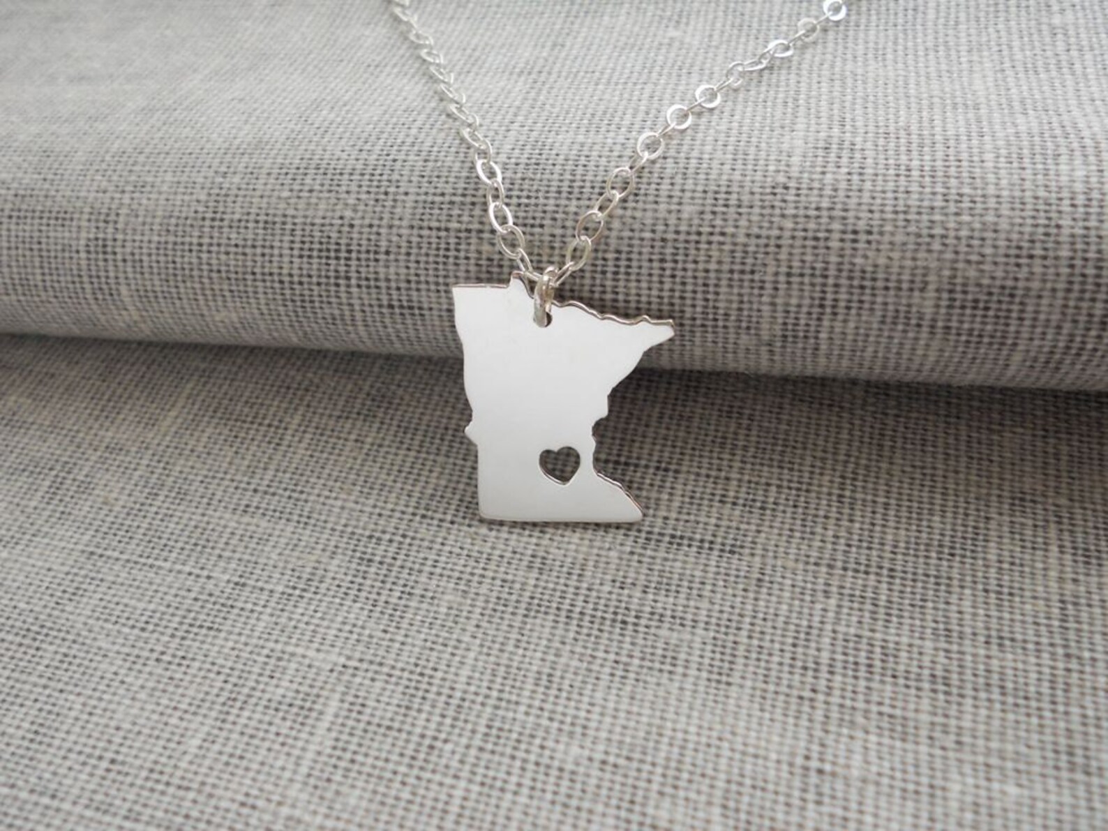 Sterling Silver Minnesota Shaped State Necklace MN State - Etsy