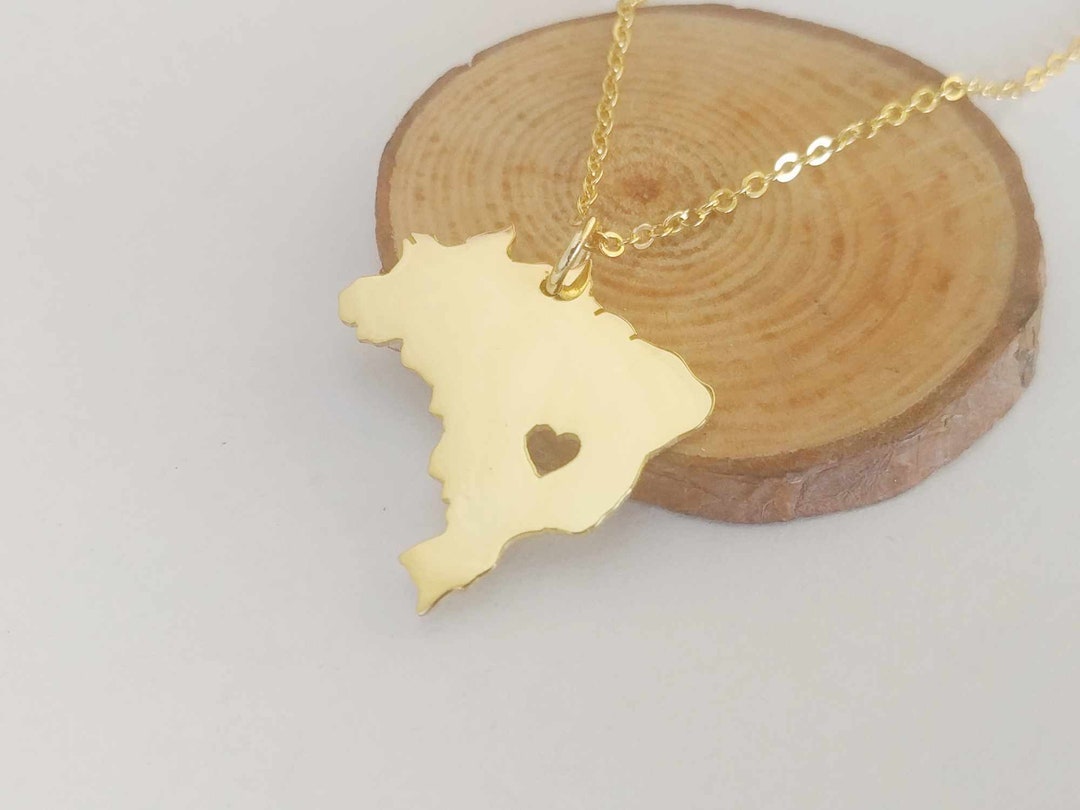 Personalized Brazil Necklace, Any Country Necklace, Brazil Shaped ...