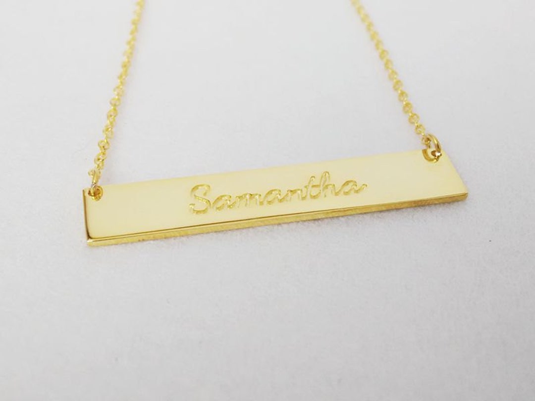 Gold Name Bar Necklace,engraved Name Bar Necklace,customized Words Bar ...