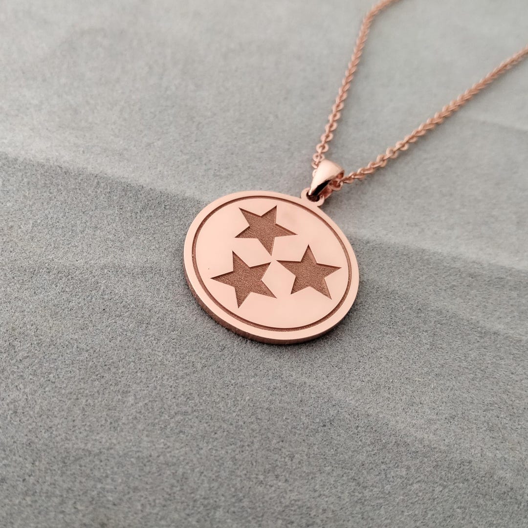 Tennessee Flag Necklace, Tri-star Tennessee Flag Necklace, Flag of ...