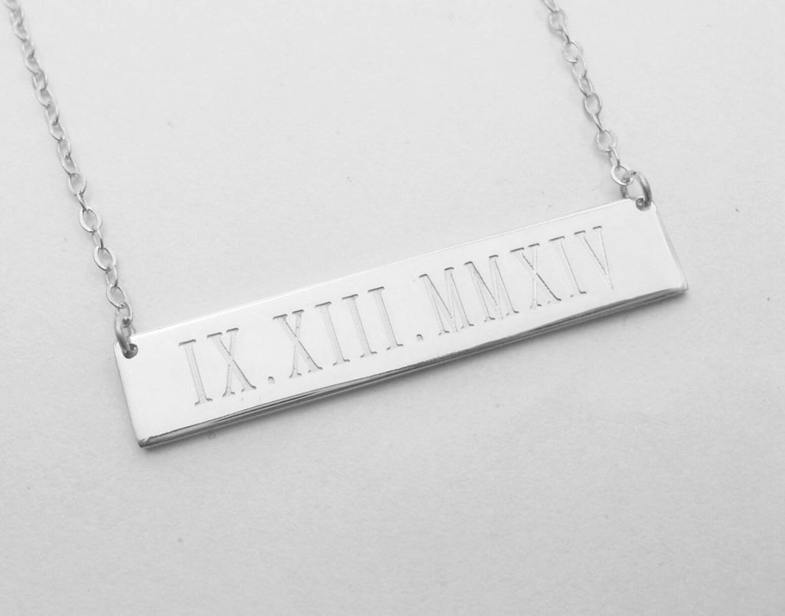 Roman Numeral Bar Necklace, Wedding Date Gold Plated Bar Necklace ...