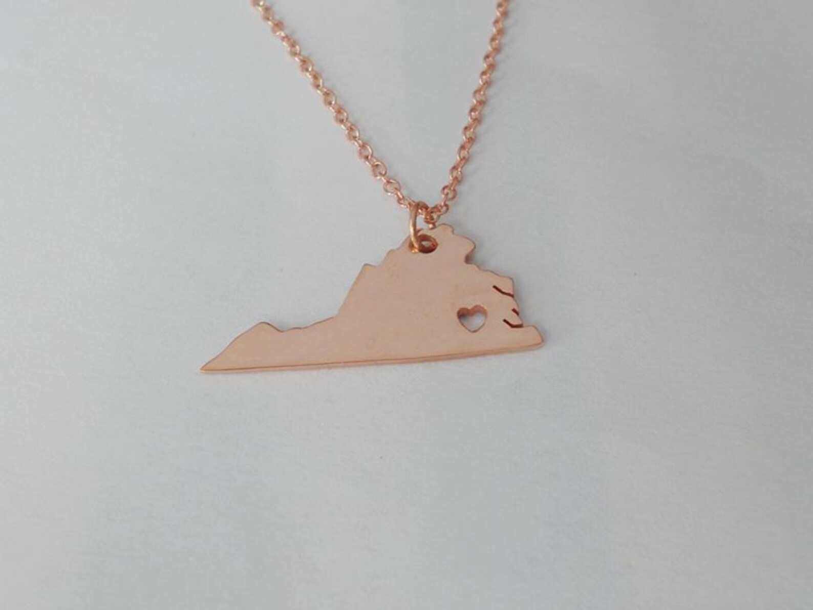 Virginia Necklace Rose Gold, VA State Charm Necklace ,state Shaped ...