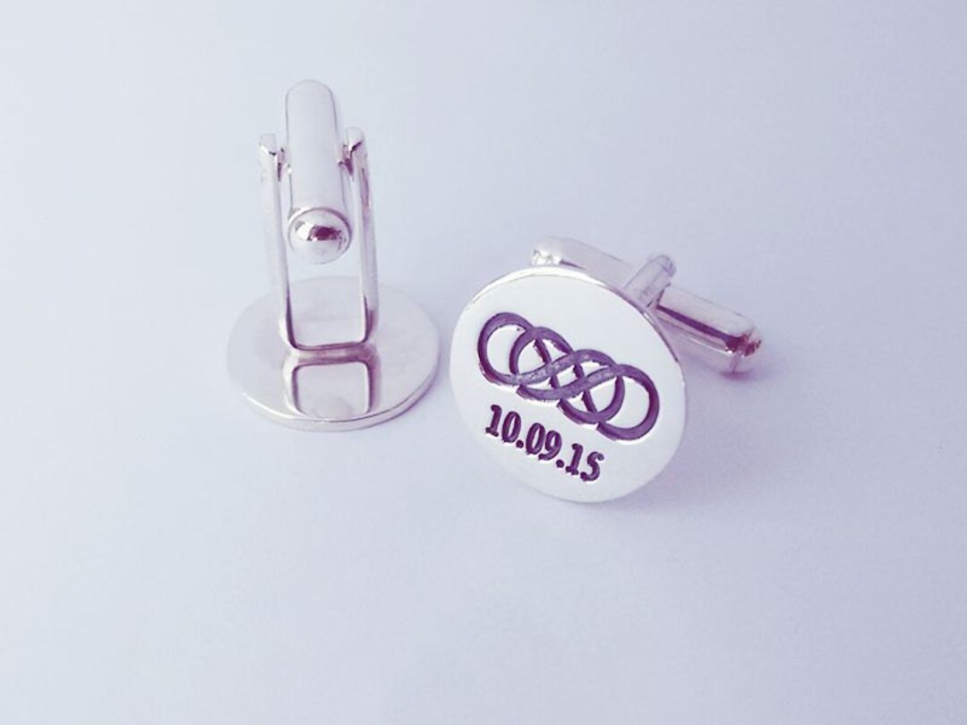 Double Infinity Cufflinks,wedding Date Cufflinks,silver Mens Cuffinks ...