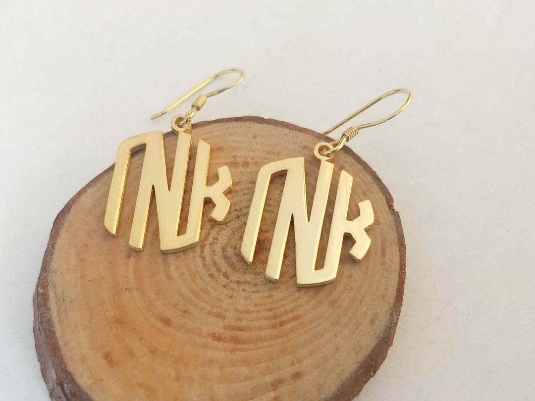 Dainty Monogram Earrings,monogram Initial Drop Earrings,personalized ...