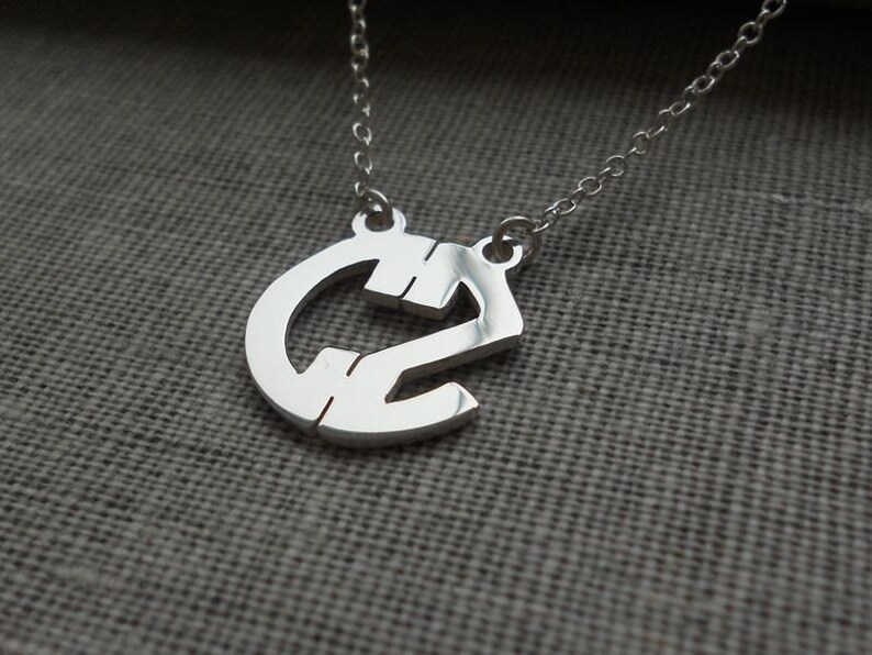Tiny Monogram Necklace Sterling Silver5/8 Inch Small Monogram | Etsy