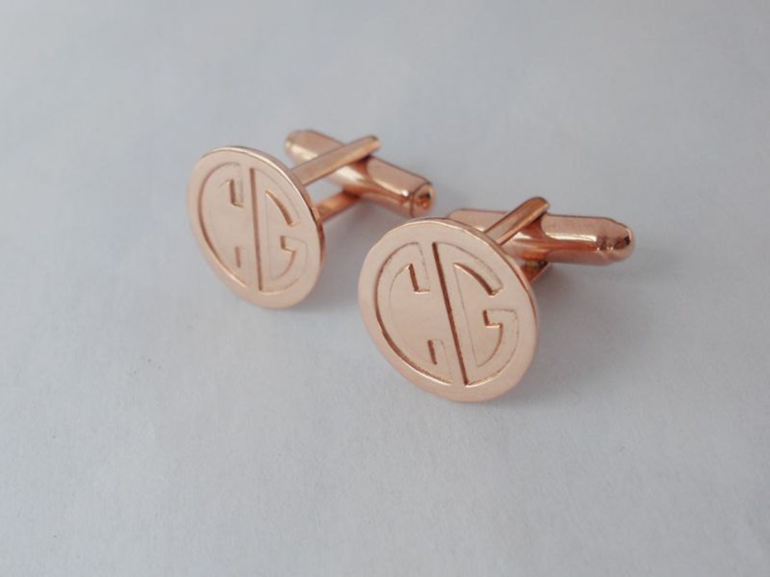 Two Monogram Cufflinks Rose Gold,wedding Cufflinks,custom Wedding ...