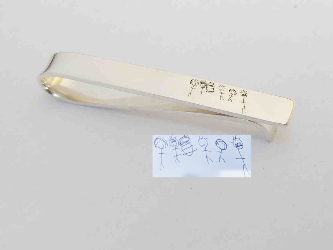 Children's Drawing Tie Clip, Silver Kid's Art Tie Pin,personalized ...