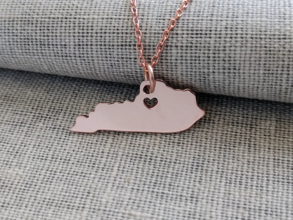 Kentucky State Necklace Silver,ky State Charm Necklace ,state Shaped ...