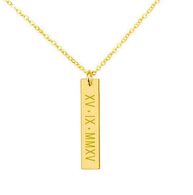 Roman Numeral Bar NecklaceVertical Bar NecklaceEngraved Bar | Etsy