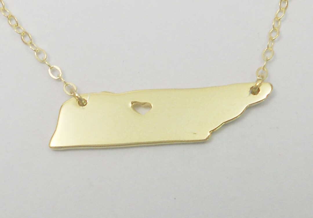 Gold Tennessee Necklace,tn State Charm Necklace,tennessee State ...
