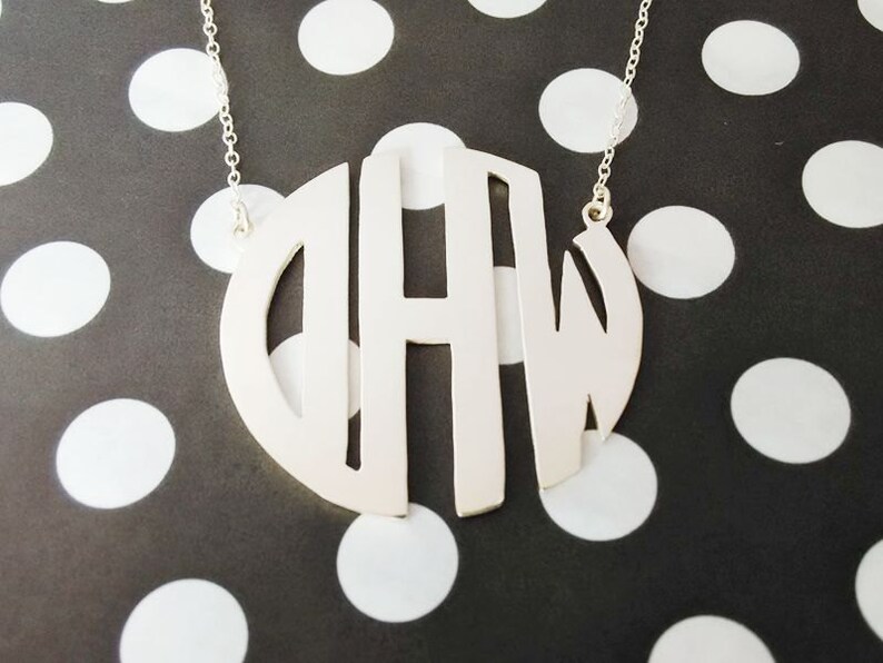 Monogram Block Necklacesterling Silver Monogram Necklace3 - Etsy