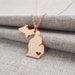 Gold Michigan Necklace,michigan State Necklace,mi State Shaped Jewelry ...