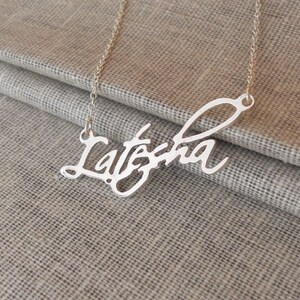 Silver Name Necklace,personalized Nameplate Necklace,custom Name ...