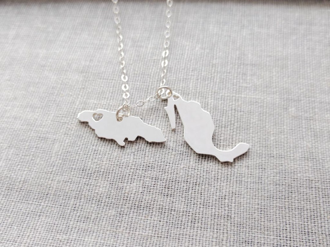 Two Countries Necklace,silver Two Country Necklace,best Friendship ...