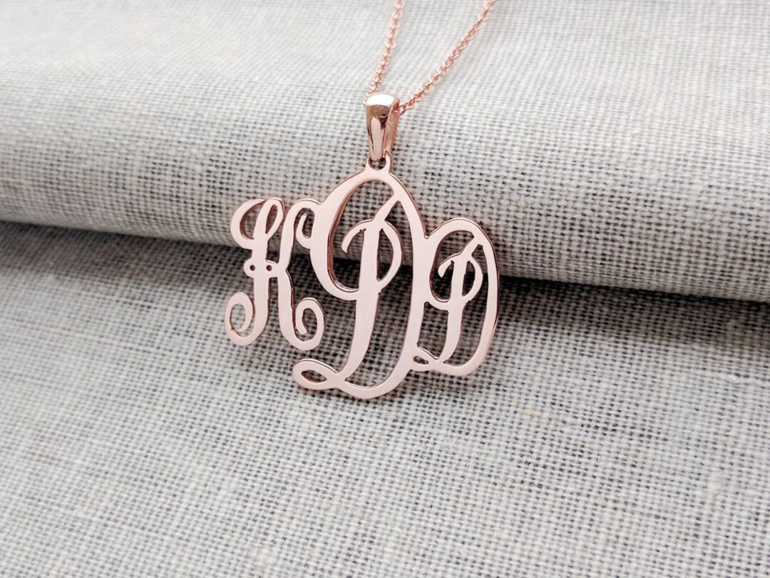 Monogram Necklace,gold Monogram Necklace,silver Monogram Pendant,3 ...
