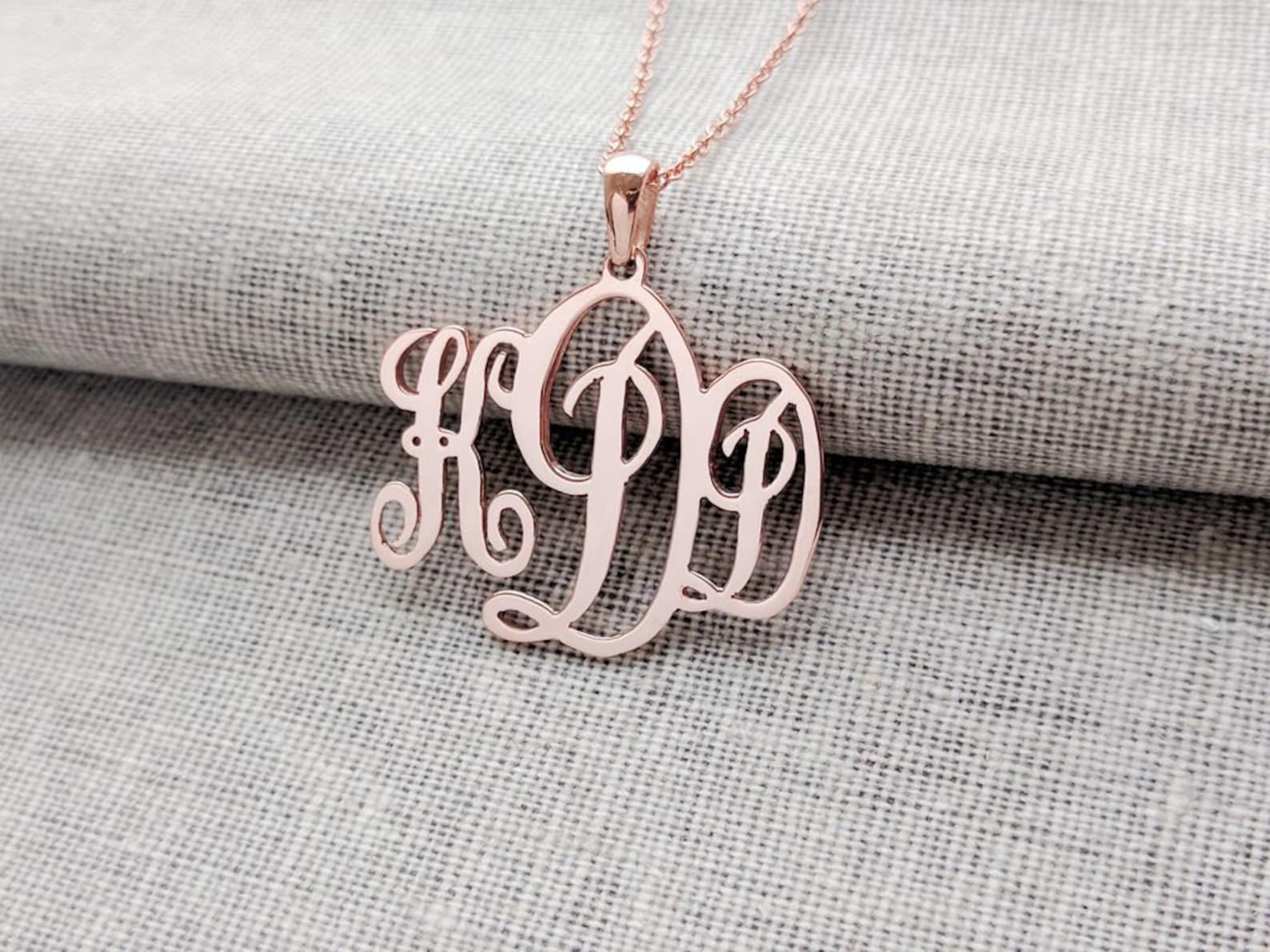 Monogram Necklacegold Monogram Necklacesilver Monogram - Etsy Hong Kong