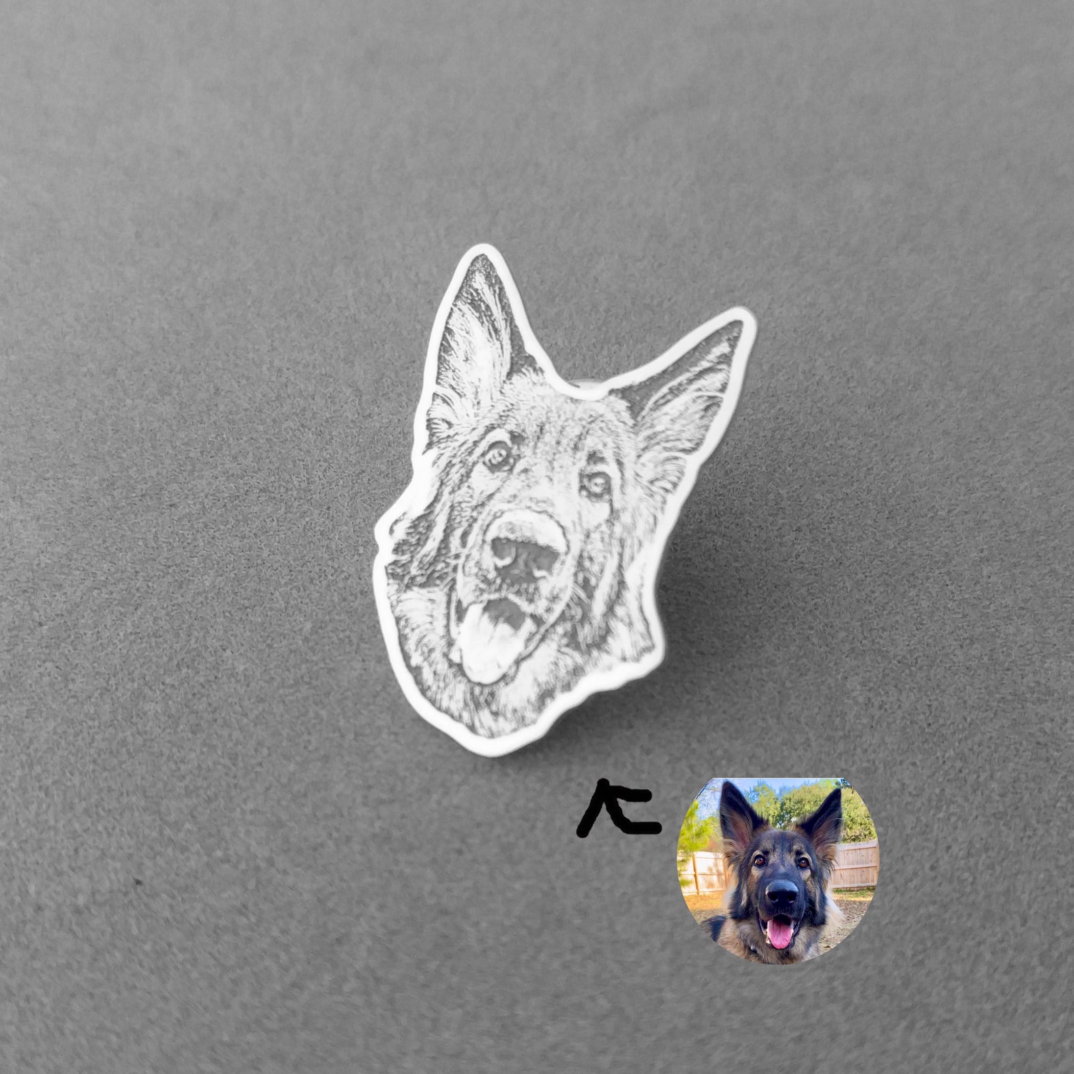 Silver Portrait Lapel Pin, Custom Pet Portrait Lapel Pin, Personalized ...