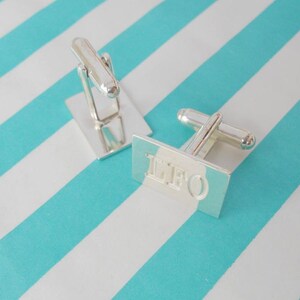 Personalized Initials Rectangle Cufflinks,silver Rectangle Cufflinks ...