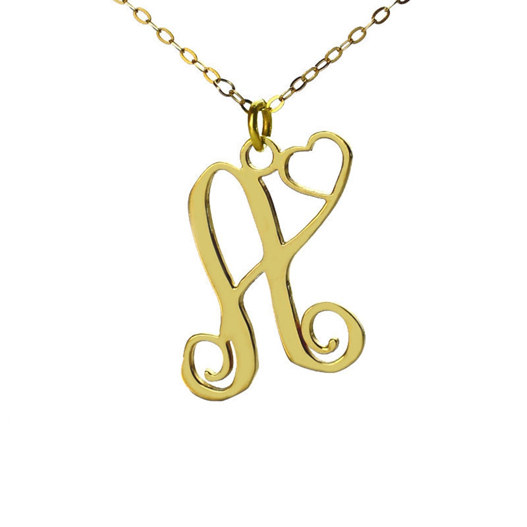 Single Initial Monogram Necklace,1 Initial Necklace Gold Plated,initial ...