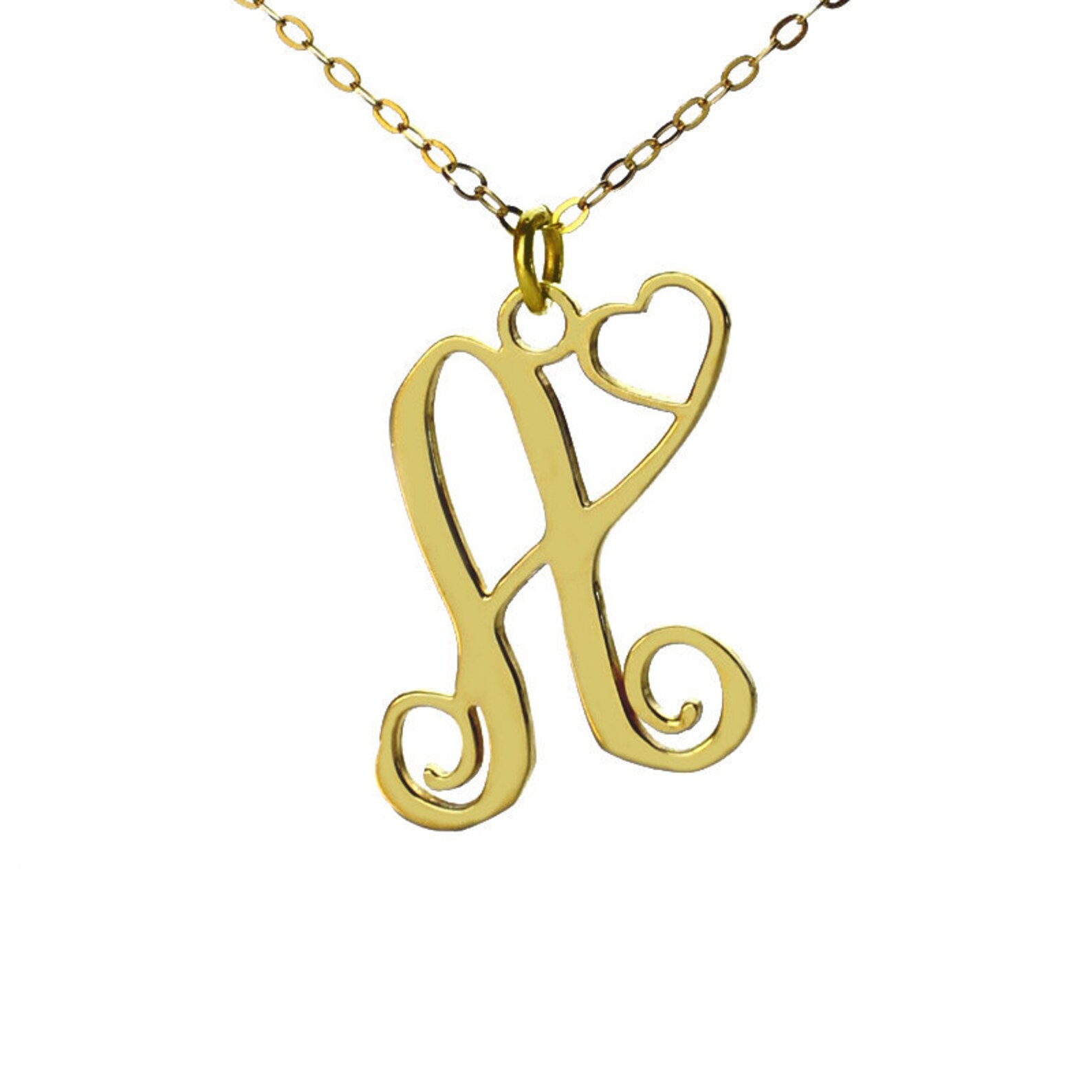 Single Initial Monogram Necklace1 Initial Necklace Gold - Etsy