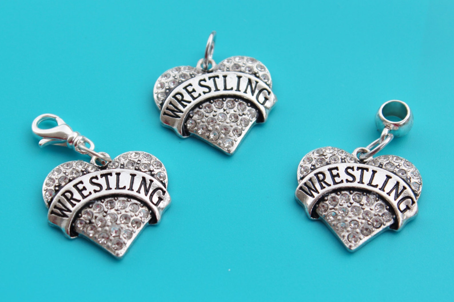 WRESTLING HEART Charm,charm Dangle,zipper Pull, Euro Bead,wrestling ...