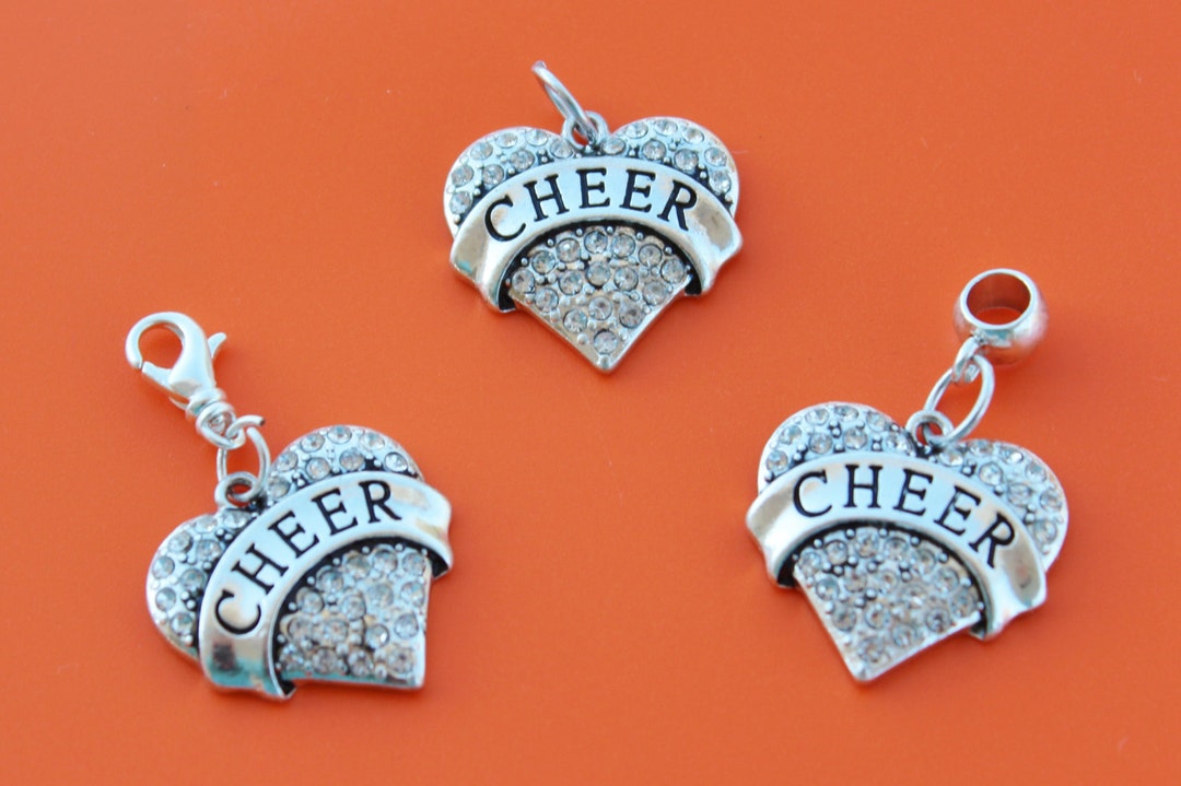 CHEER HEART Charm,charm Dangle,zipper Pull, Euro Bead,cheer,cheerleader ...