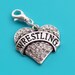 WRESTLING HEART Charm,charm Dangle,zipper Pull, Euro Bead,wrestling ...