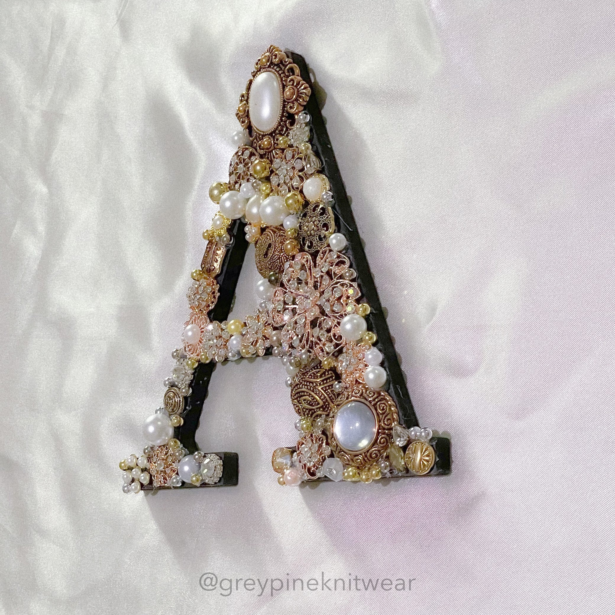 Victorian Gold and Bronze Jeweled Letter A // Glam and Bling - Etsy