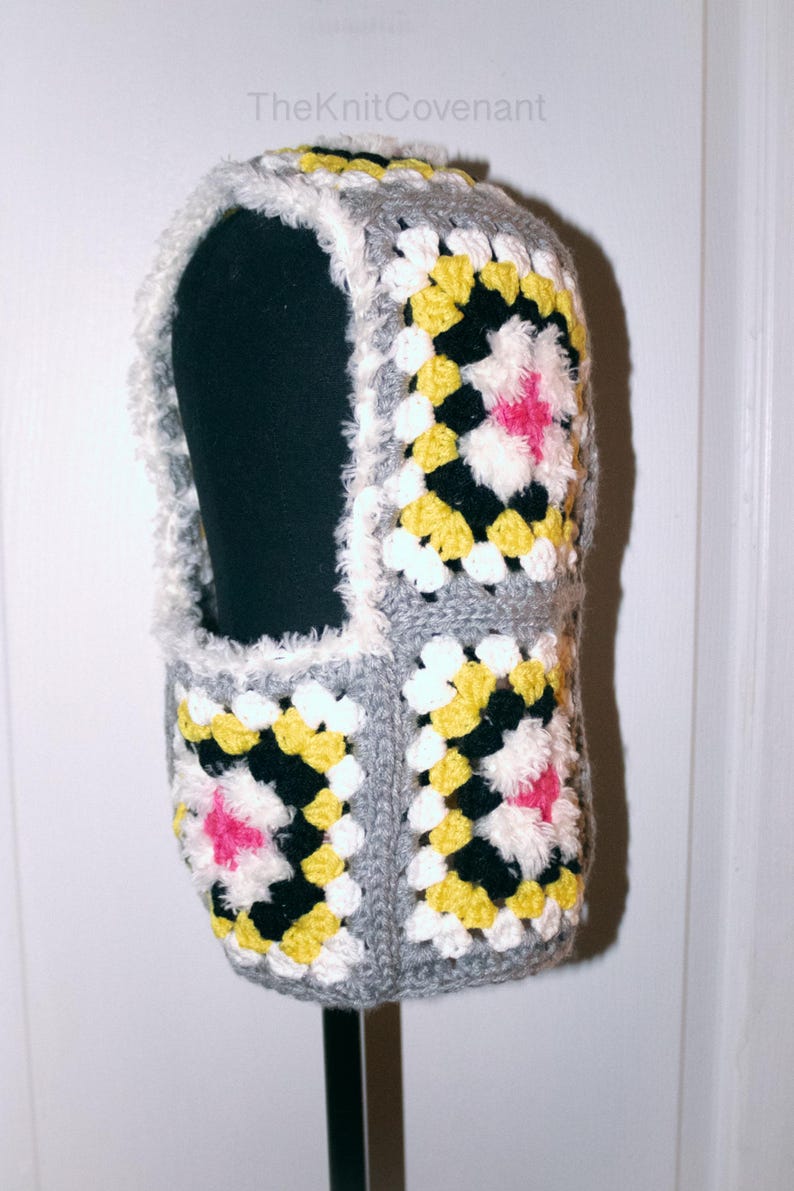 Gothic Granny Square Crochet Balaclava, Faux Fur Hood - Etsy