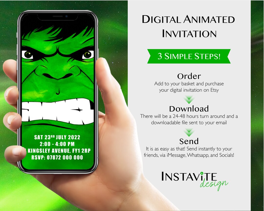 Hulk Smash Birthday Video Invitation, Hulk Smash Birthday Invite ...